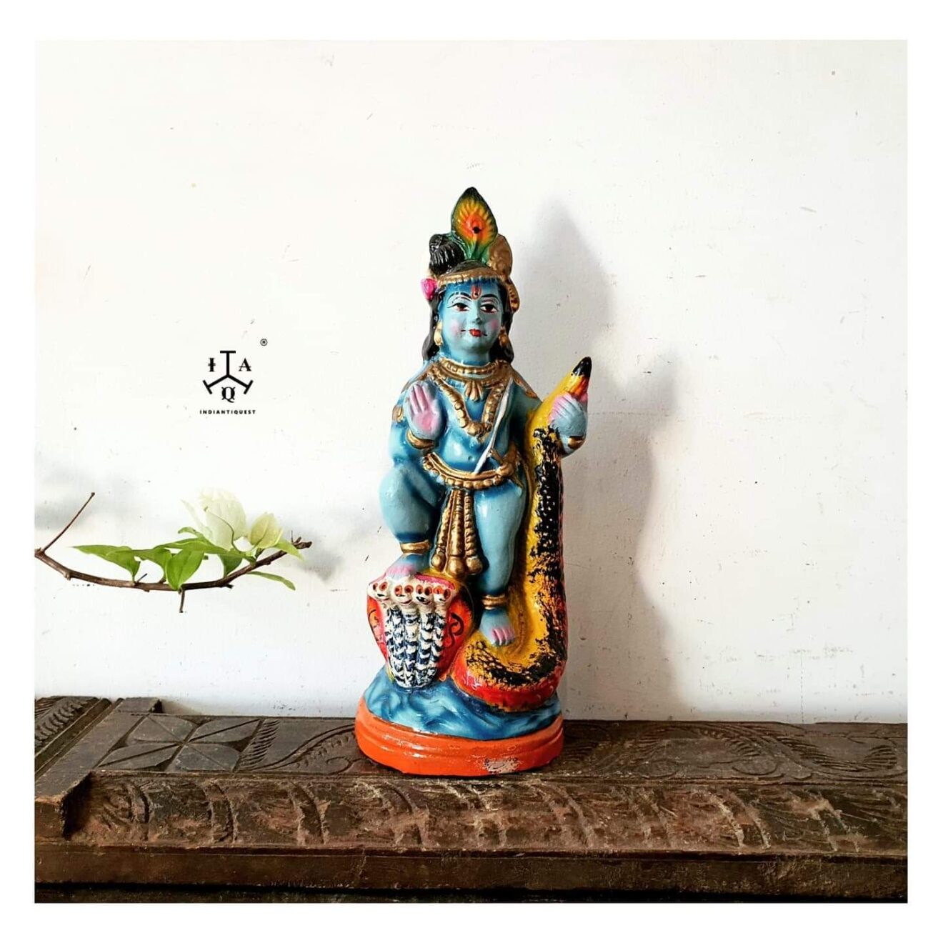 Sun Moon Vishnu Sridevi Bhudevi oil lamps set - Indian Antique Quest