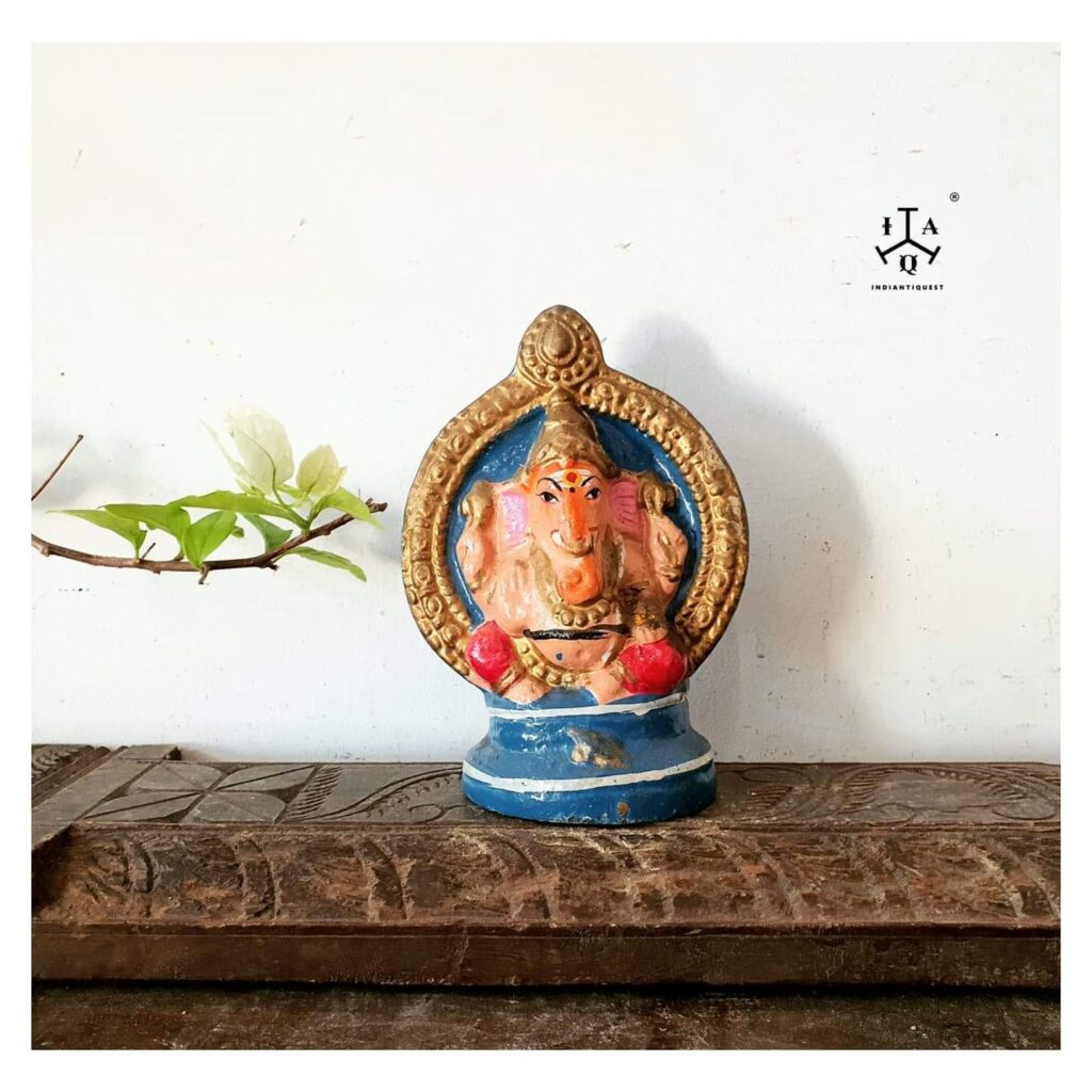 Sun Moon Vishnu Sridevi Bhudevi oil lamps set - Indian Antique Quest