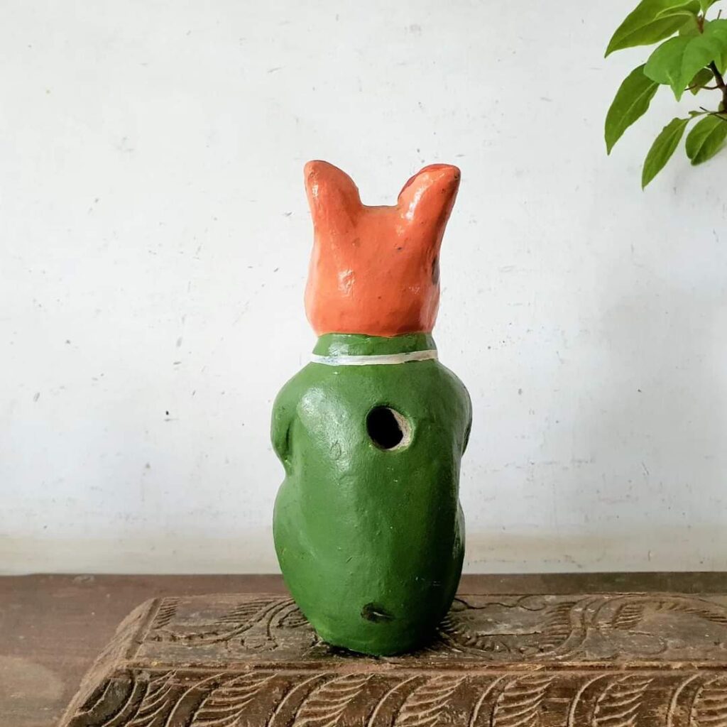 Bunny rabbit playing drum terracotta - Indian Antique Quest