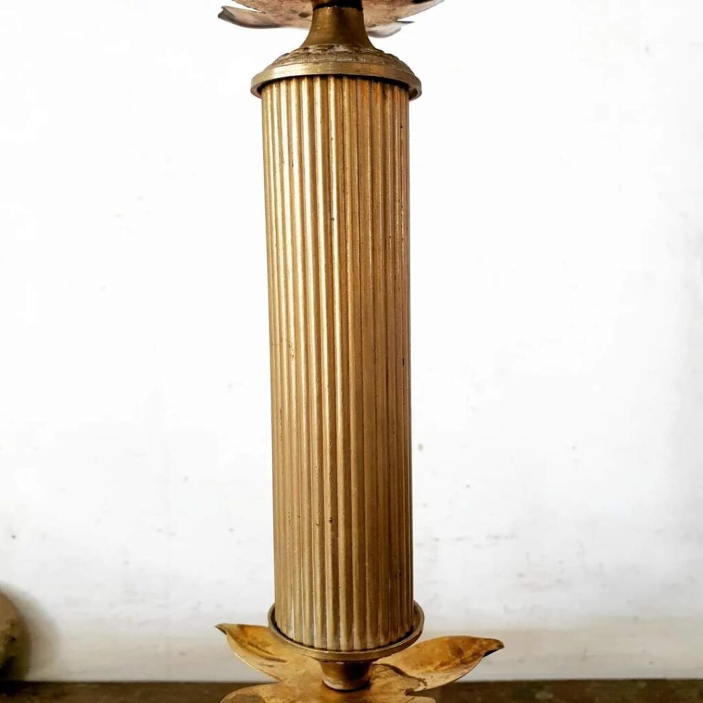 Roman Pillar Candle stand with ribbed pattern stem - Indian Antique Quest