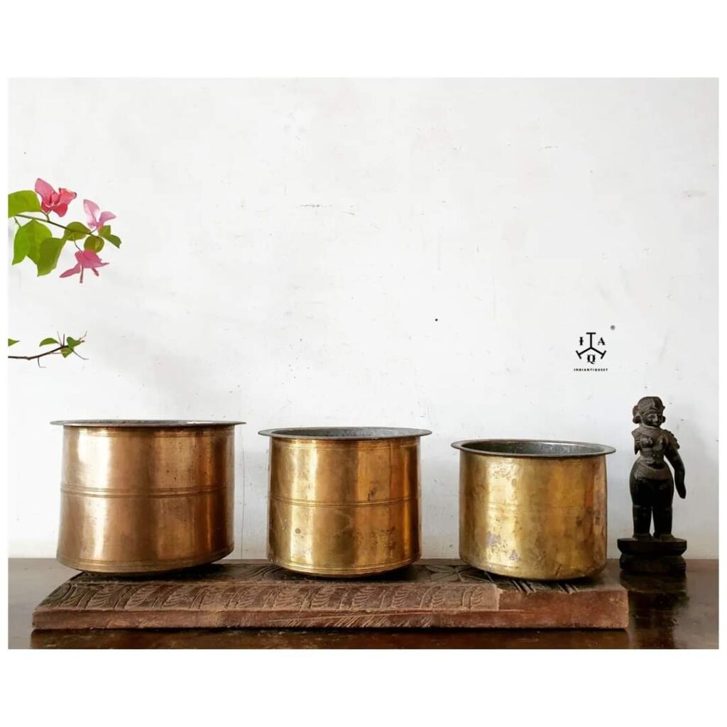Chettinadu Adukku pathiram set of three heavy cast brass - Indian ...