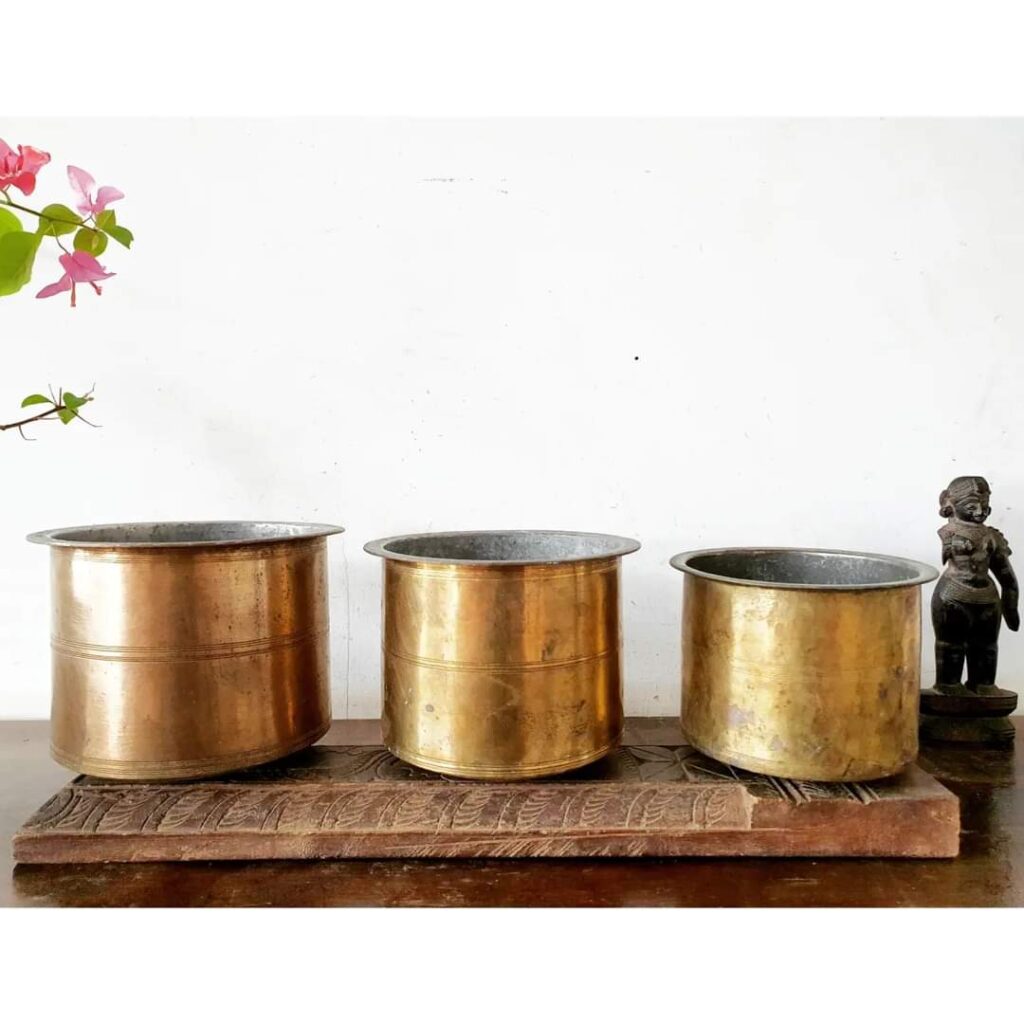 Chettinadu Adukku pathiram set of three heavy cast brass - Indian ...