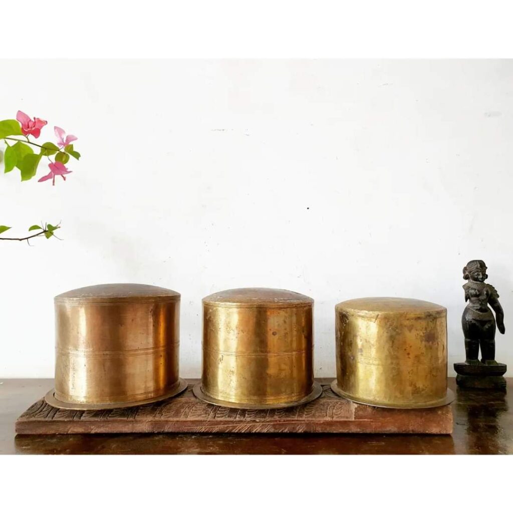 Chettinadu Adukku pathiram set of three heavy cast brass - Indian ...