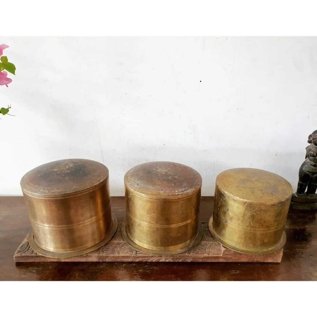 Chettinadu Adukku pathiram set of three heavy cast brass - Indian ...