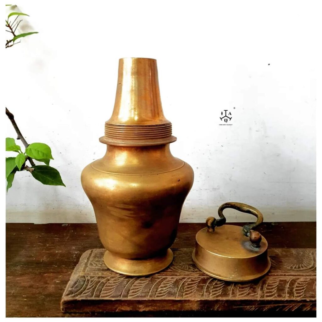 Golden bronze large mundiri kooja with original tumbler - Indian ...
