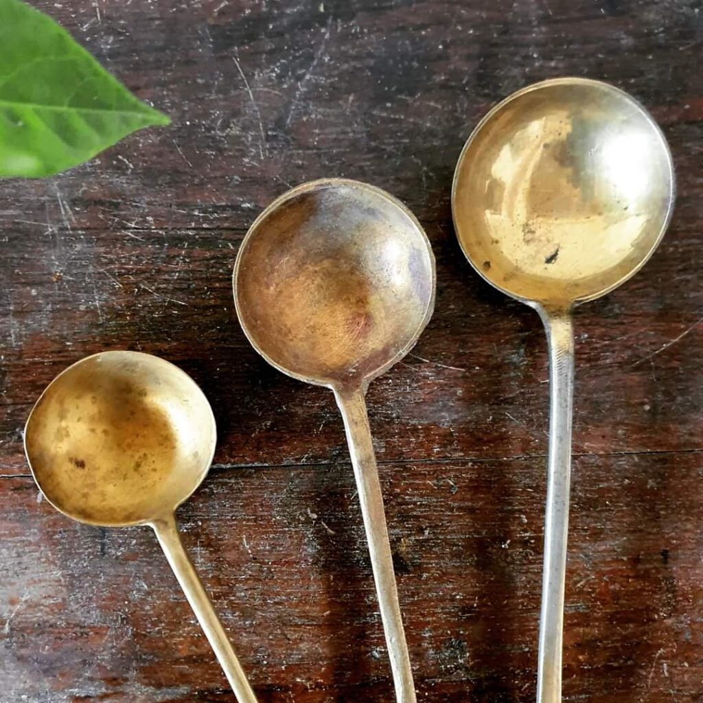Collection of Bronze round ladle assorted set of three servers - Indian ...