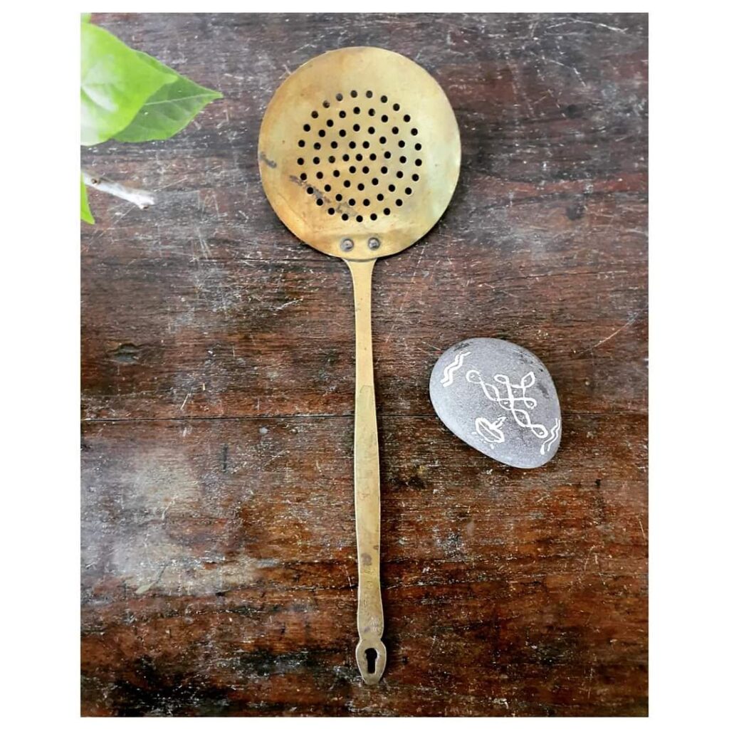 handmade -perforated -ladle- deep- fat -frying -ladle - Indian Antique ...