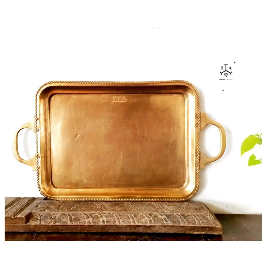 British bronze tray with twin holders - Indian Antique Quest