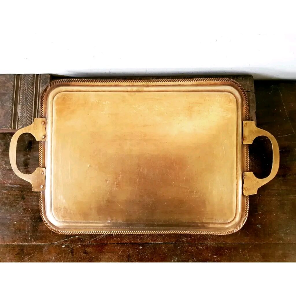 British bronze tray with twin holders - Indian Antique Quest